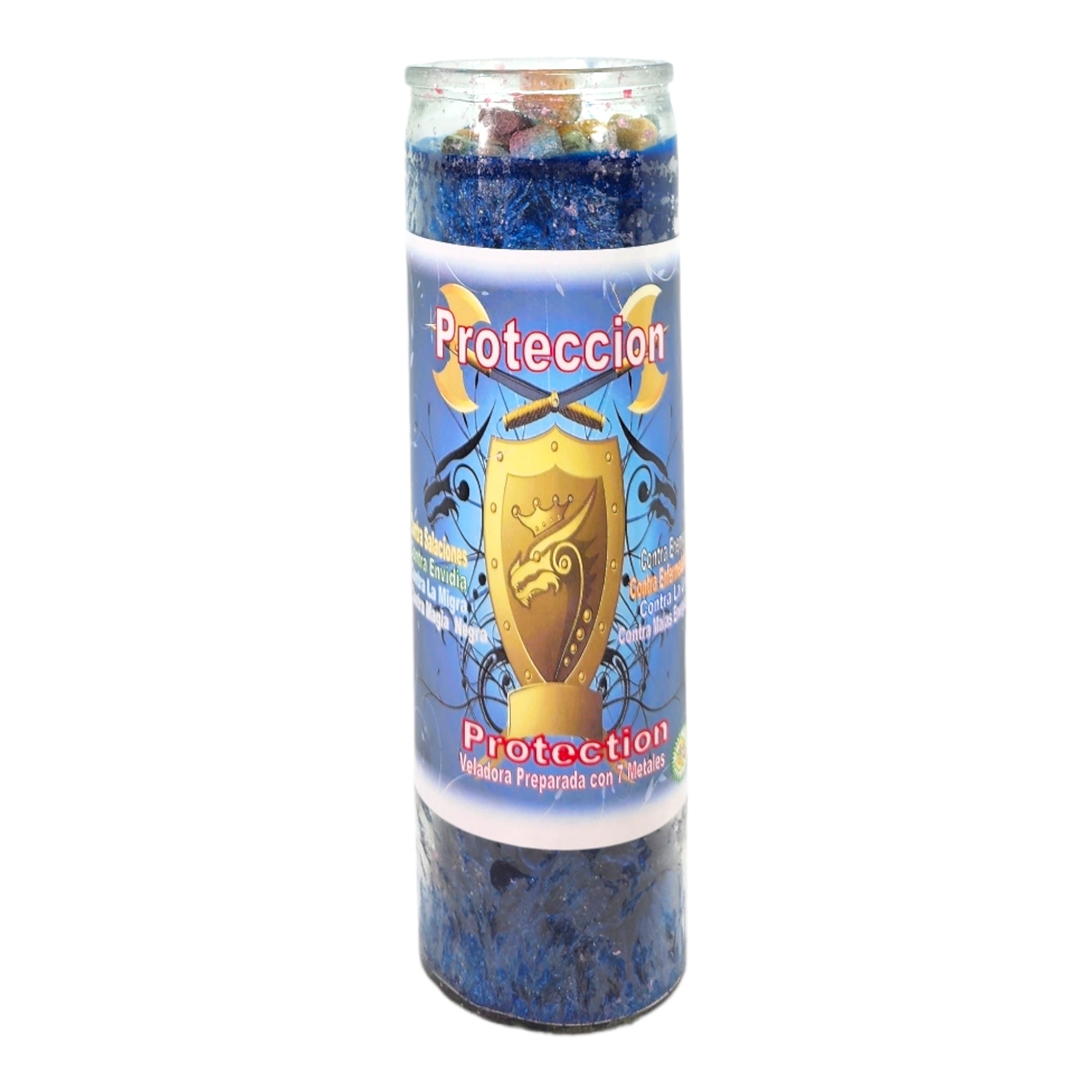 PROTECTION 7 METALE-Palm Wax Spiritual intention Spell Candle-[BLUE ...